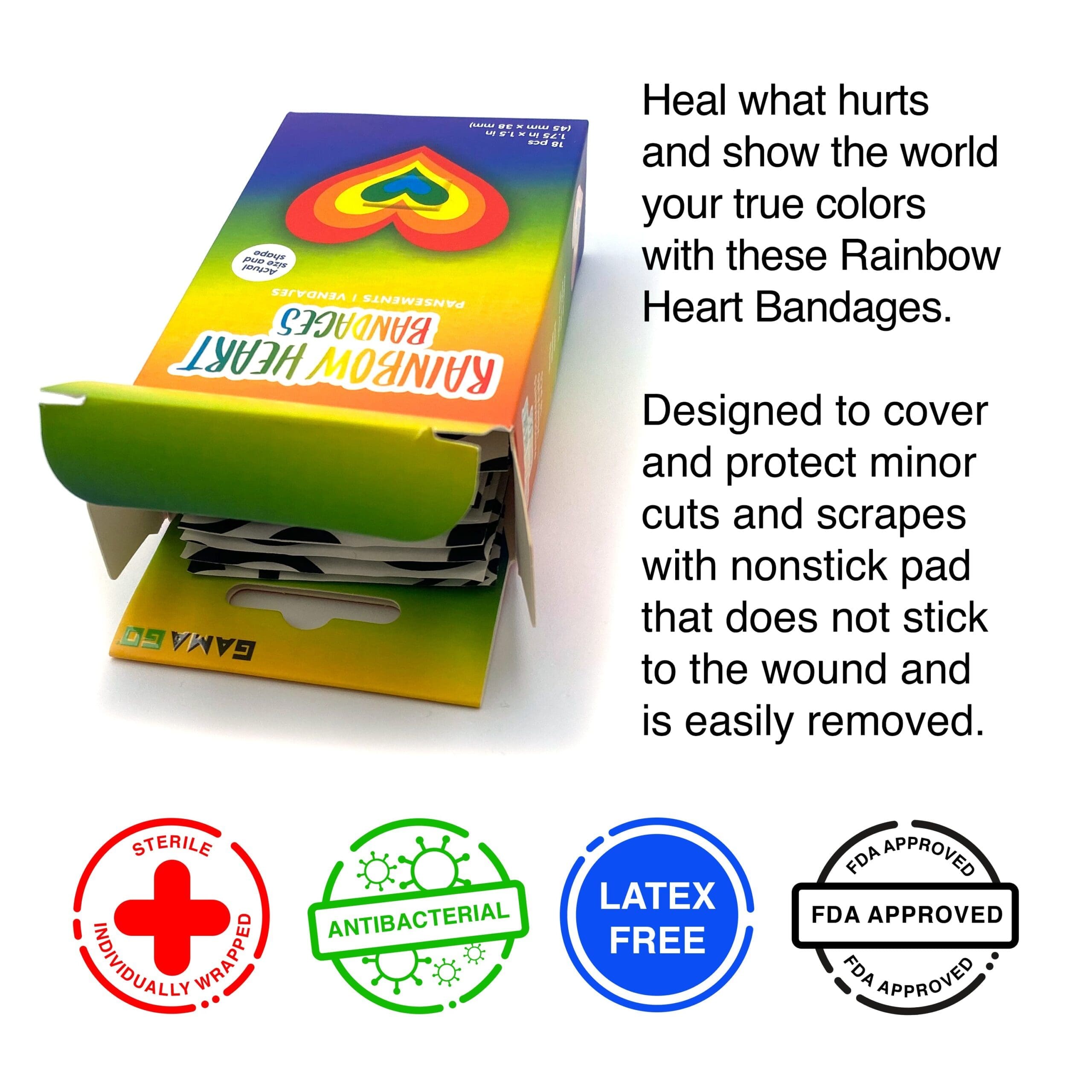 Rainbow Heart Adhesive Bandages - NMR