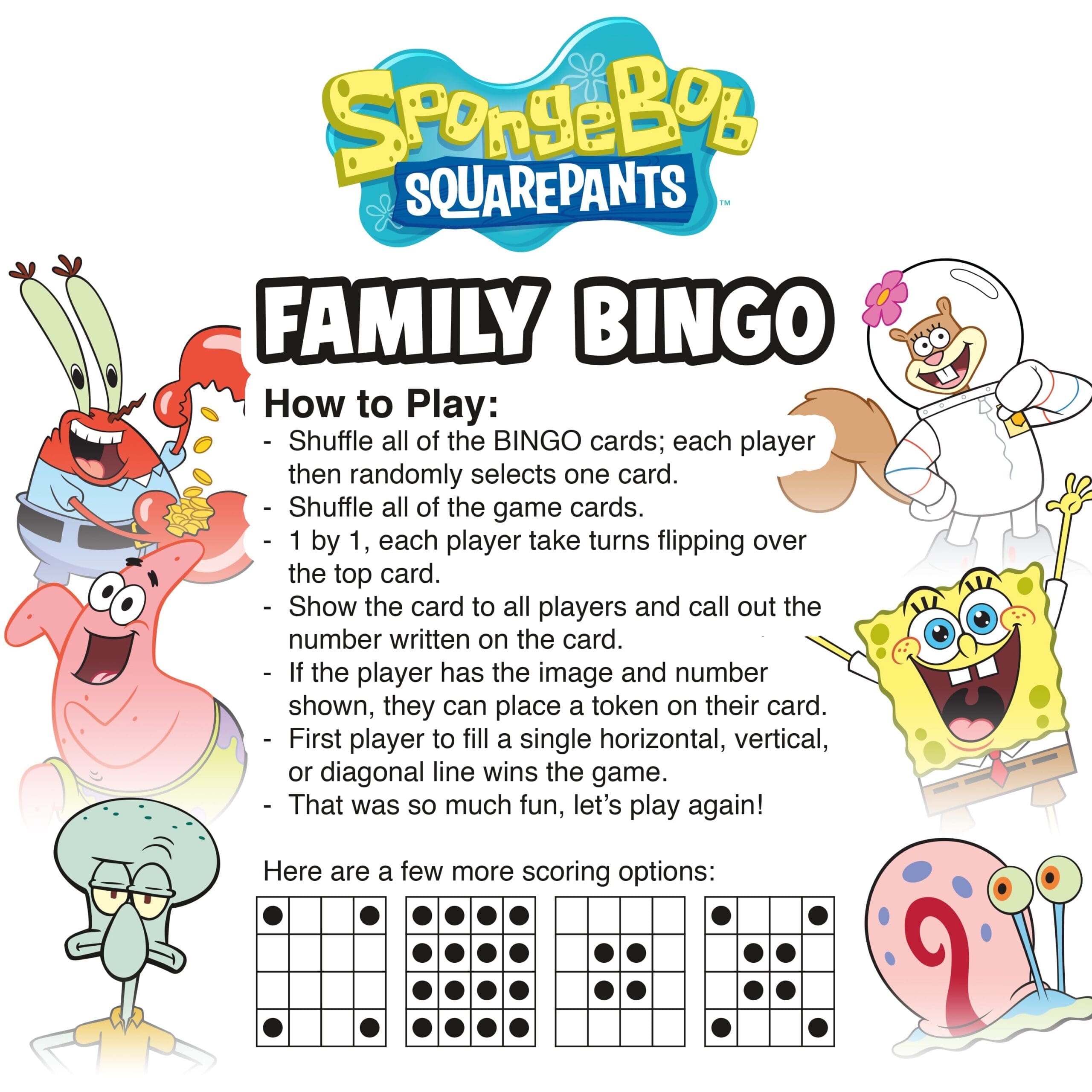 SpongeBob SquarePants Family Bingo Game - NMR