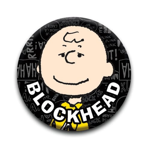 Peanuts – Blockhead Round Pinback Button (1.25″) - NMR
