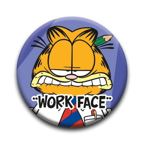 Garfield – Work Face Round Pinback Button (1.25″) - NMR
