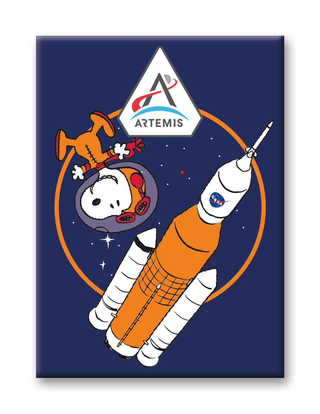 Peanuts Snoopy in Space – Artemis Rocket Flat Magnet (2.5 x 3.5) - NMR
