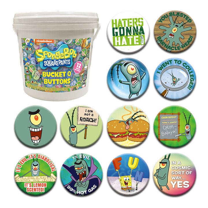 144 Unit Bucket o’ Buttons – SpongeBob SquarePants – Plankton - NMR