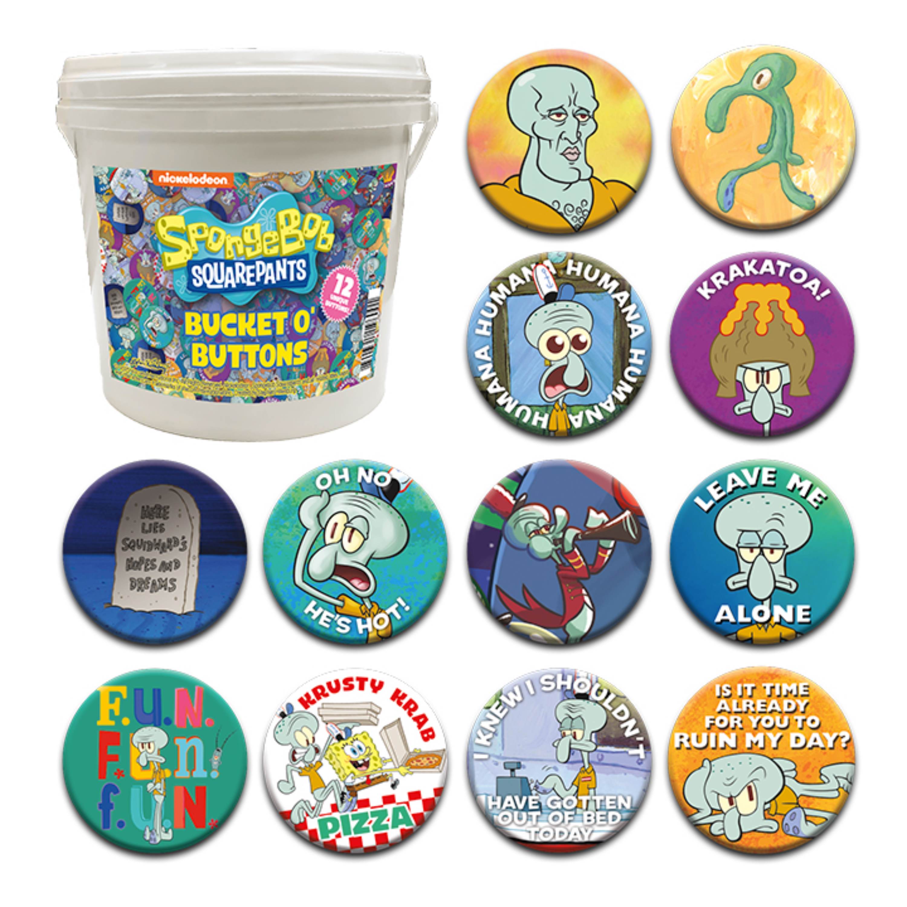 144 Unit Bucket o’ Buttons – SpongeBob Squidward - NMR